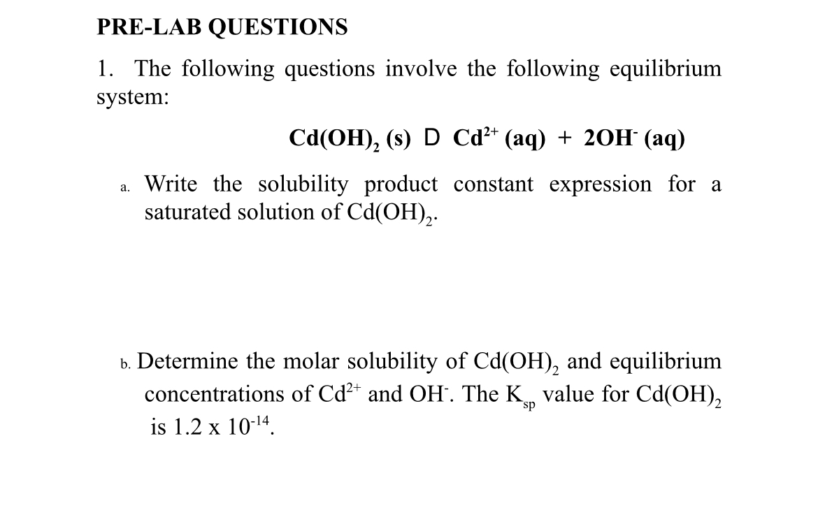 Solved PRE-LAB QUESTIONSThe following questions involve the | Chegg.com Solved PRE-LAB QUESTIONSThe following questions involve the | Chegg.com