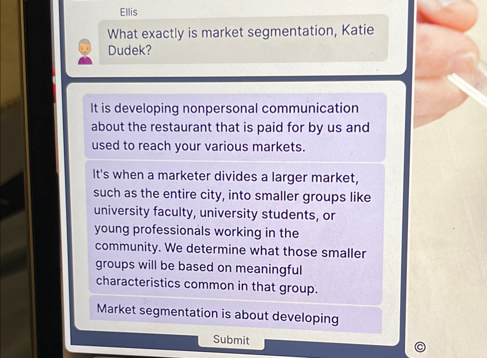 Solved EllisWhat exactly is market segmentation, Katie | Chegg.com