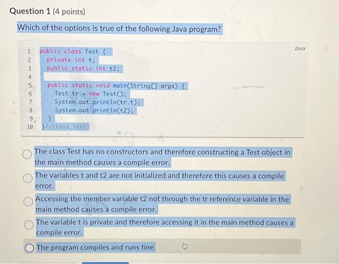 Solved Question 1 (4 points) Which of the options is true of | Chegg.com