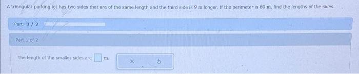 Solved A triangular parking lot has two sides that are of | Chegg.com