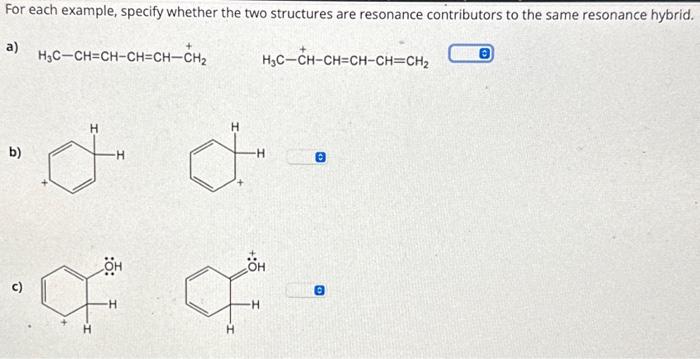 Solved For each example, specify whether the two structures | Chegg.com