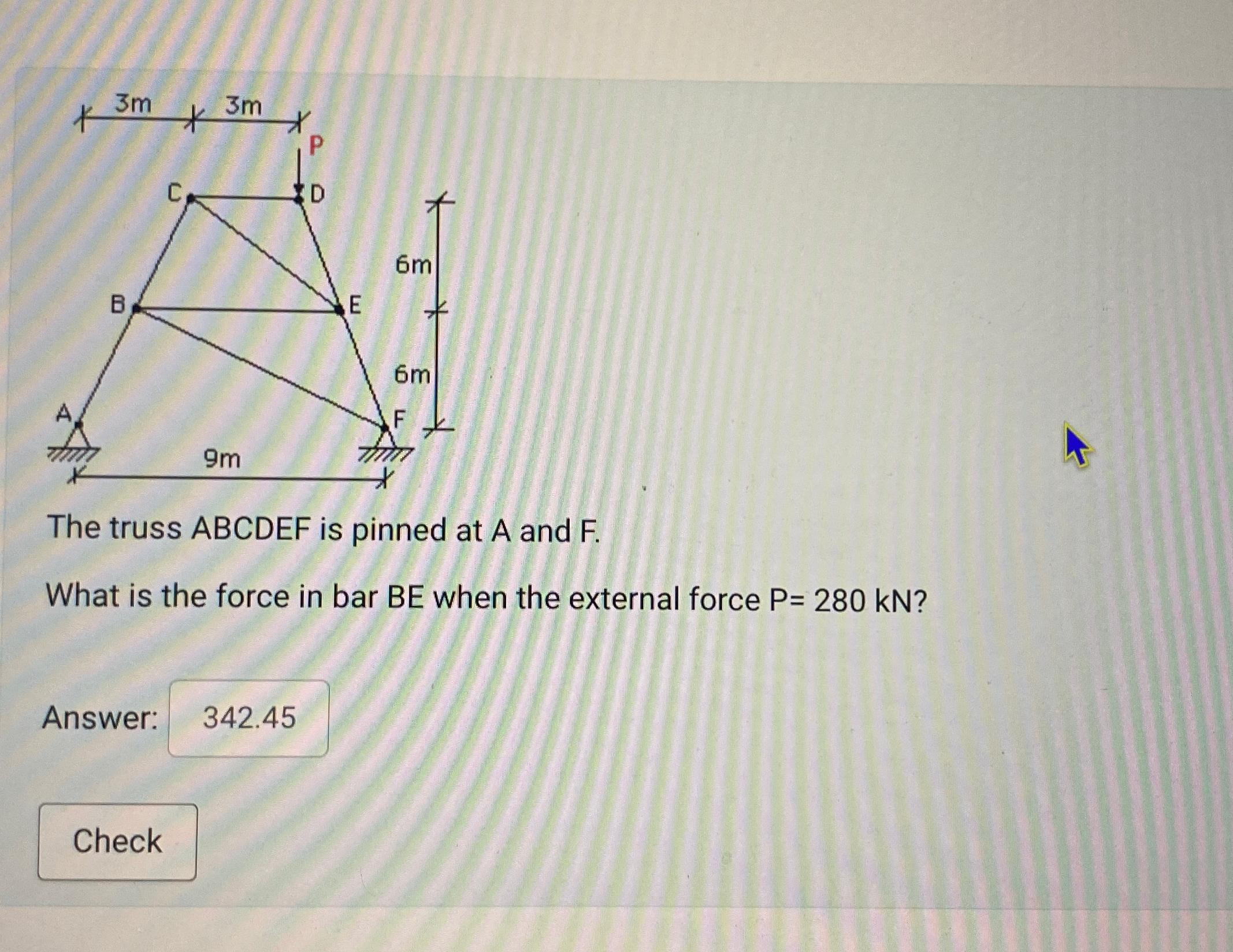 Solved The truss ABCDEF is pinned at A and F.What is the | Chegg.com