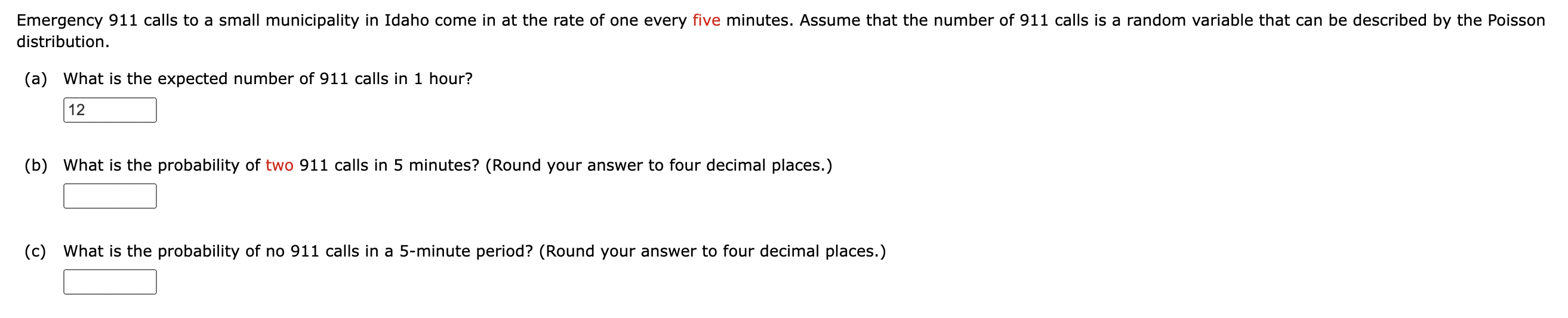 Solved distribution.(a) ﻿What is the expected number of 911 | Chegg.com