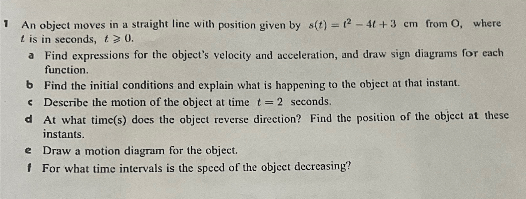 Solved 1 ﻿An object moves in a straight line with position | Chegg.com