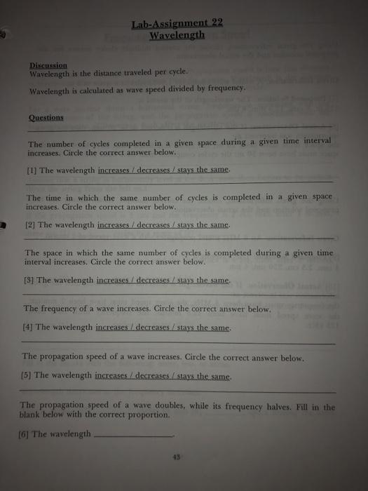 Solved Lab-Assignment 22 Wavelength Discussion Wavelength is | Chegg.com