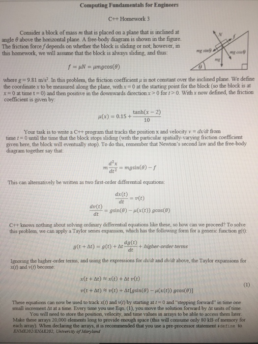 Computing Fundamentals for Engineers C++ Homework 3 | Chegg.com