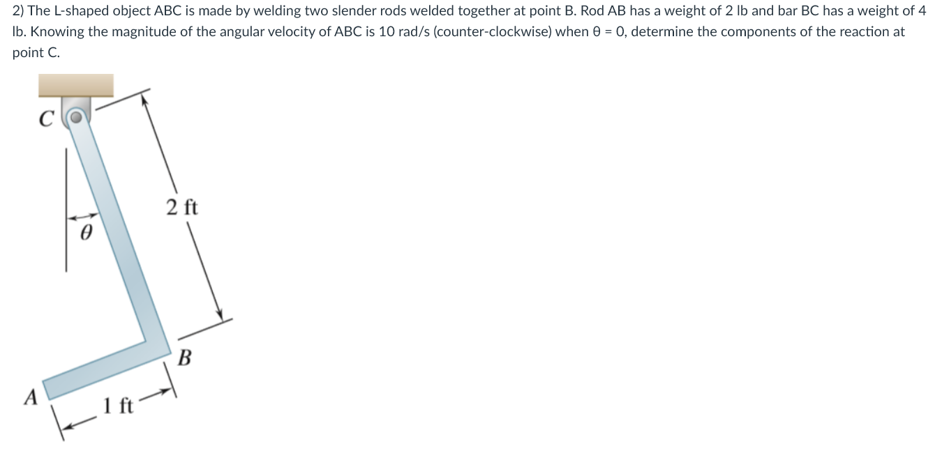 Solved 2) ﻿The L-shaped object ABC is made by welding two | Chegg.com