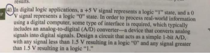 Solved results. (40.) In digital logic applications, a +5 V | Chegg.com