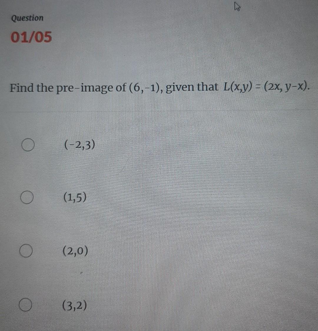 Solved Find the pre-image of (6,−1), given that | Chegg.com