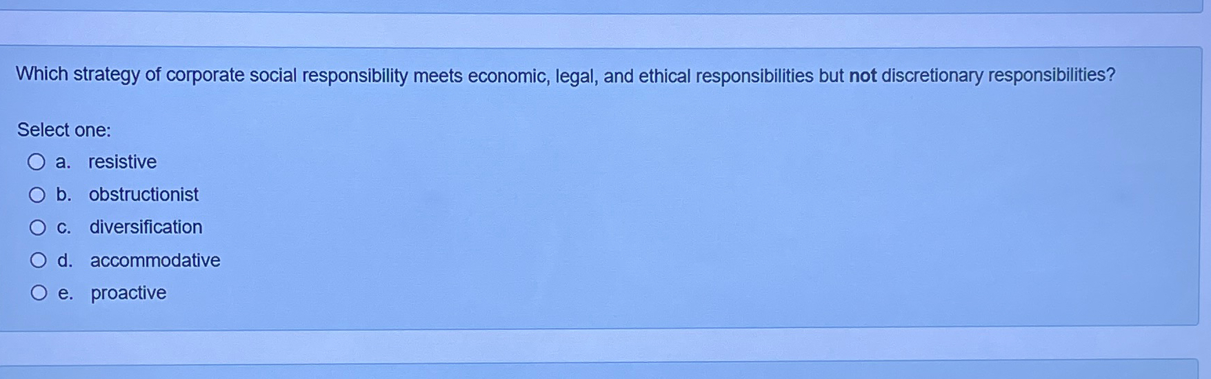 Solved Which strategy of corporate social responsibility | Chegg.com