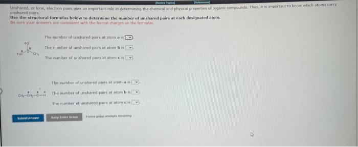 Solved unshared pairt. Use the structural formulas below to | Chegg.com
