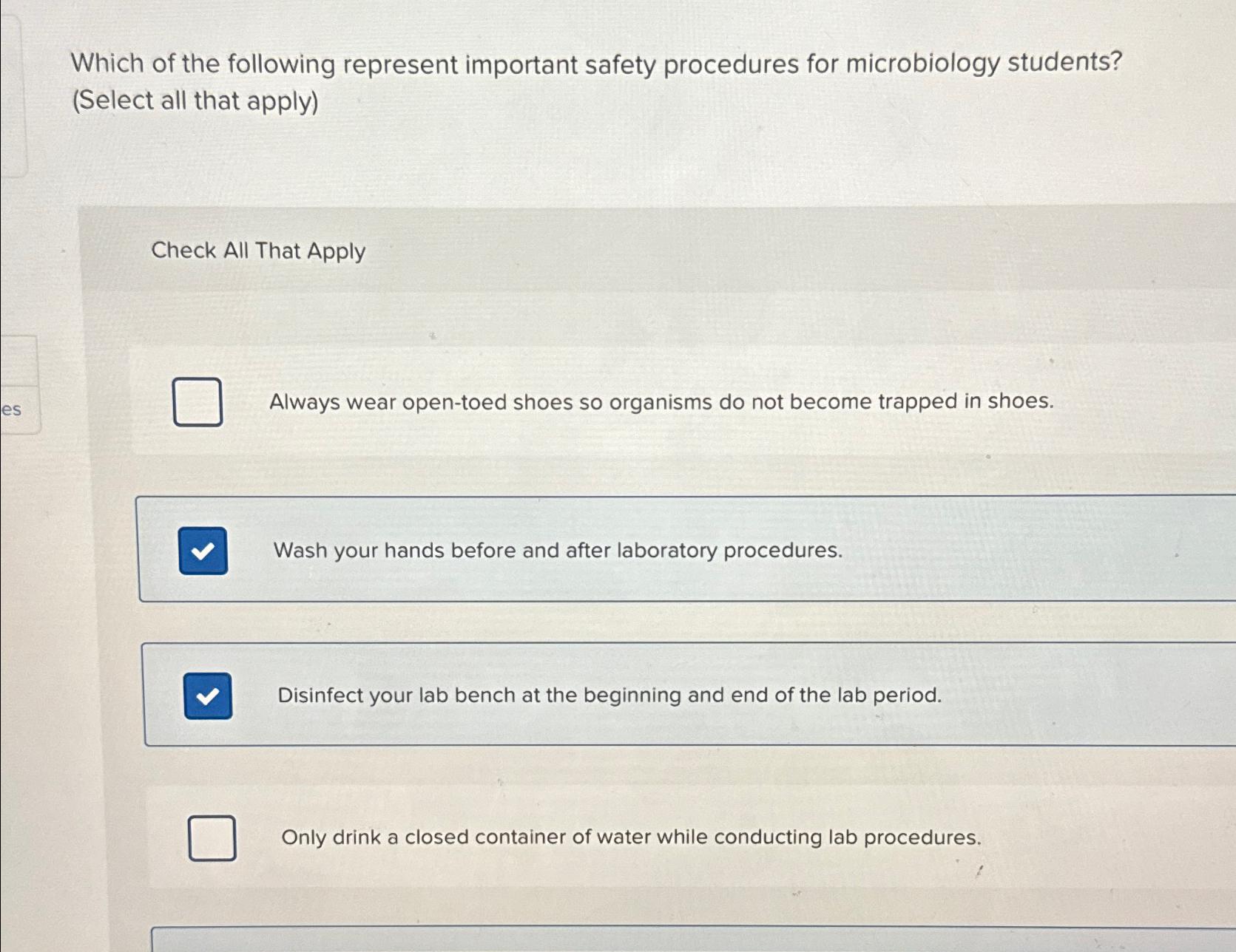 Solved Which of the following represent important safety | Chegg.com