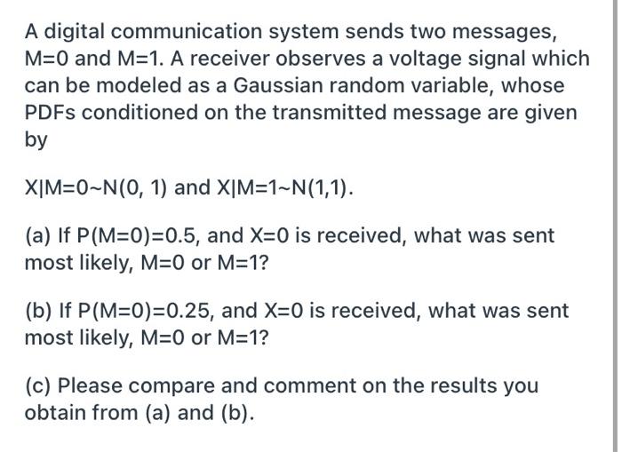 Solved A digital communication system sends two messages, | Chegg.com