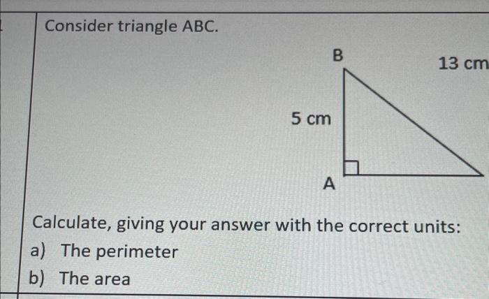 Solved Consider triangle ABC. Calculate, giving your answer | Chegg.com