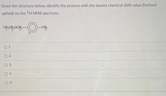 Solved Given the structure below, identify the protons with | Chegg.com