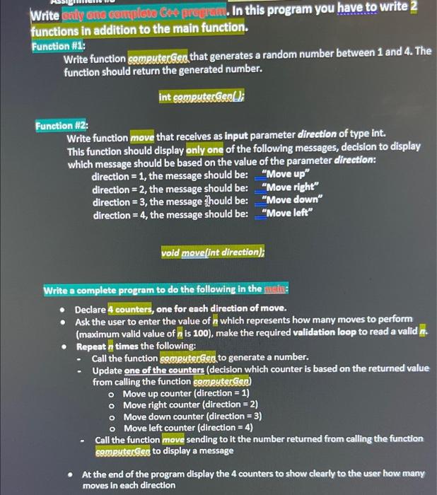 Solved unctions in addition to the main function. unction | Chegg.com