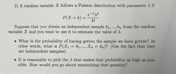 Solved 2) A random variable X follows a Poisson distribution | Chegg.com