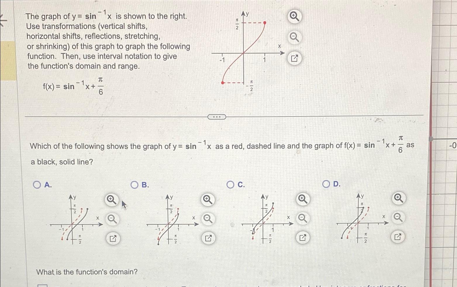 Solved The graph of y=sin-1x ﻿is shown to the right. Use | Chegg.com