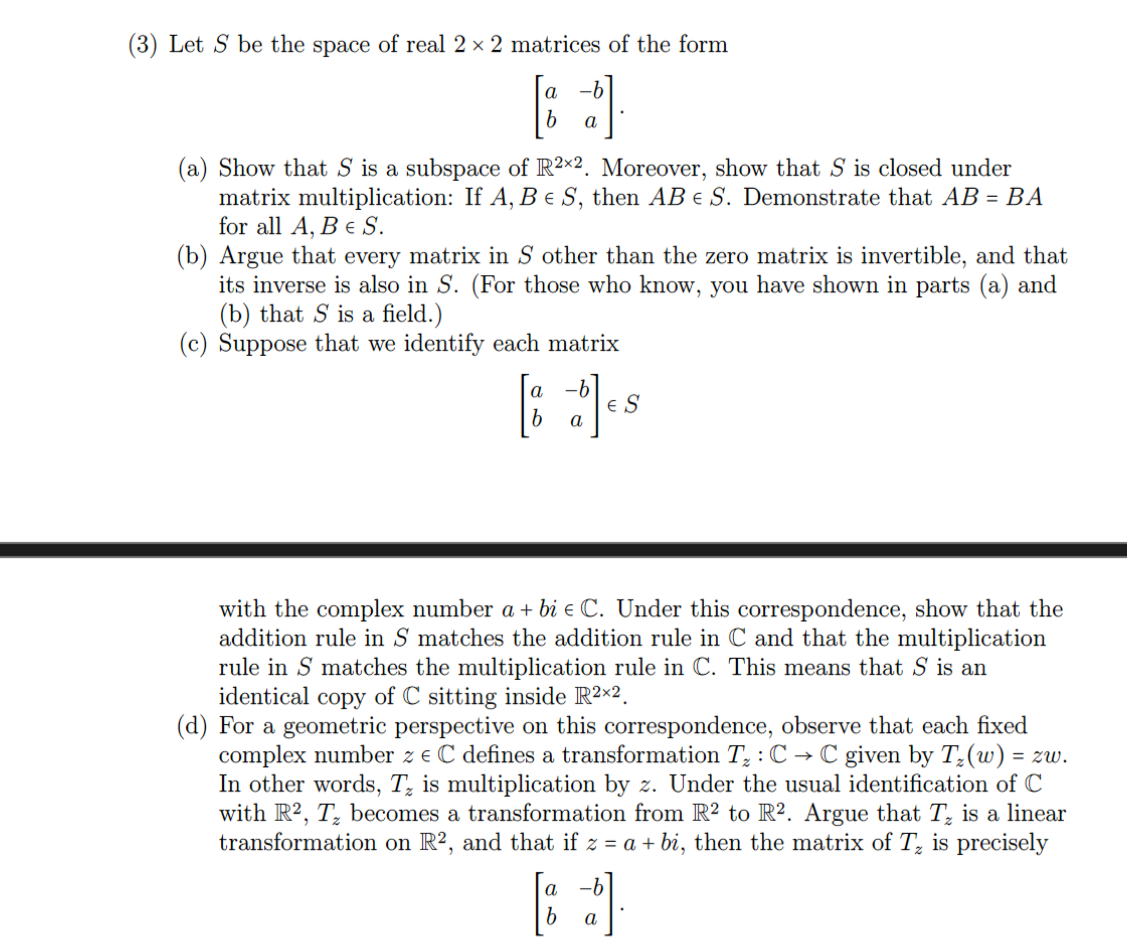 (3) ﻿Let S ﻿be the space of real 2×2 ﻿matrices of the | Chegg.com