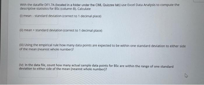 Solved With the datafile DF1.7A (located in a folder under | Chegg.com