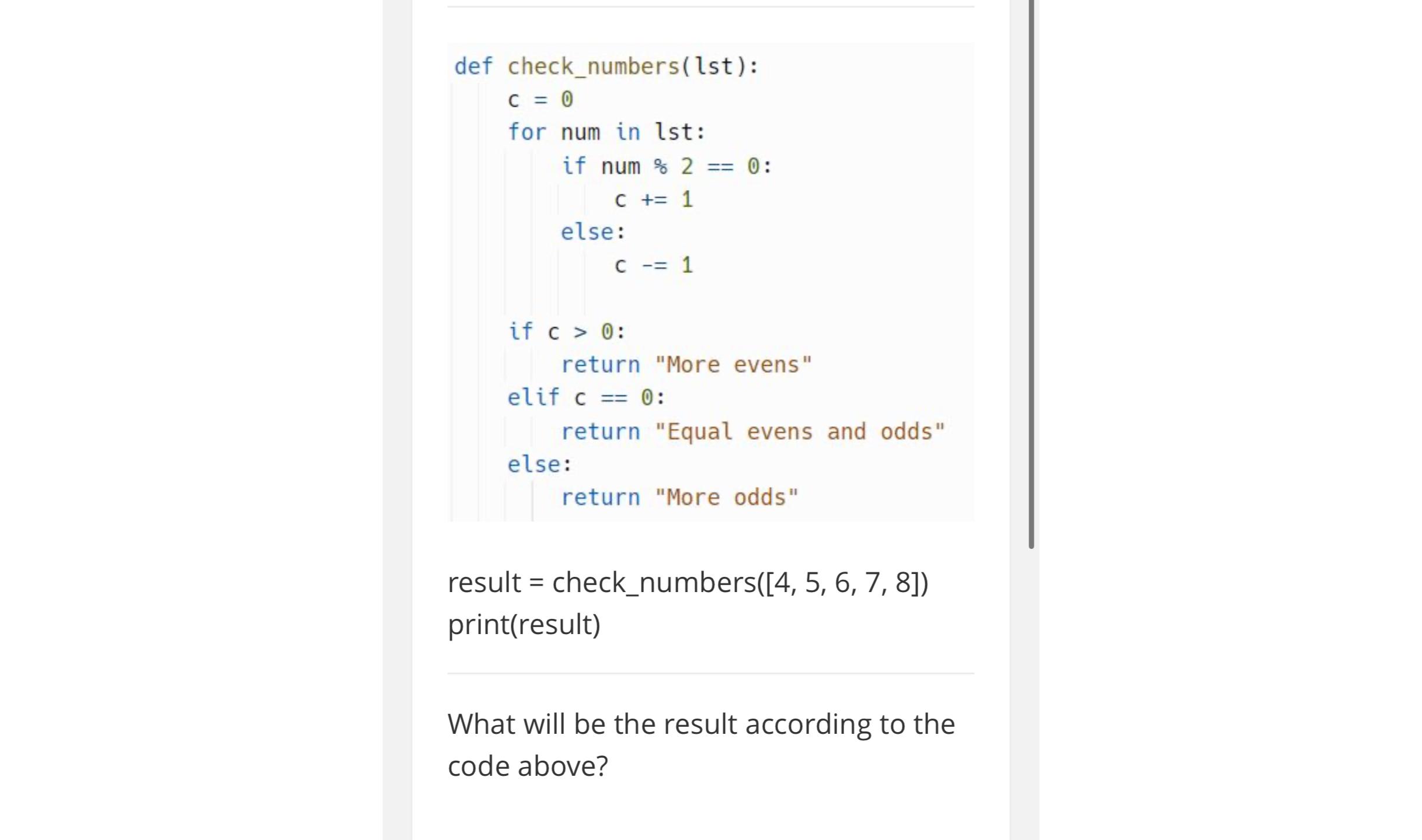 Solved def check_numbers(lst):c=0for num in lst:if num %2==0 | Chegg.com