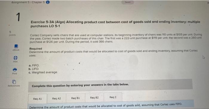 Solved Exercise 5-3A (Algo) Allocating product cost between | Chegg.com