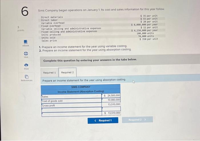 Solved Sims Company began operations on January 1 . Its cost | Chegg.com