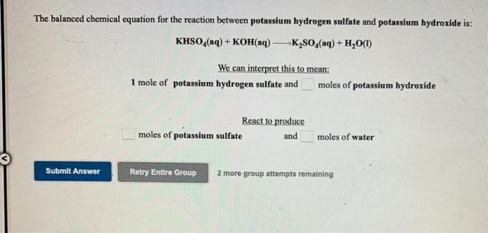 Solved The balanced chemical equation for the reaction | Chegg.com