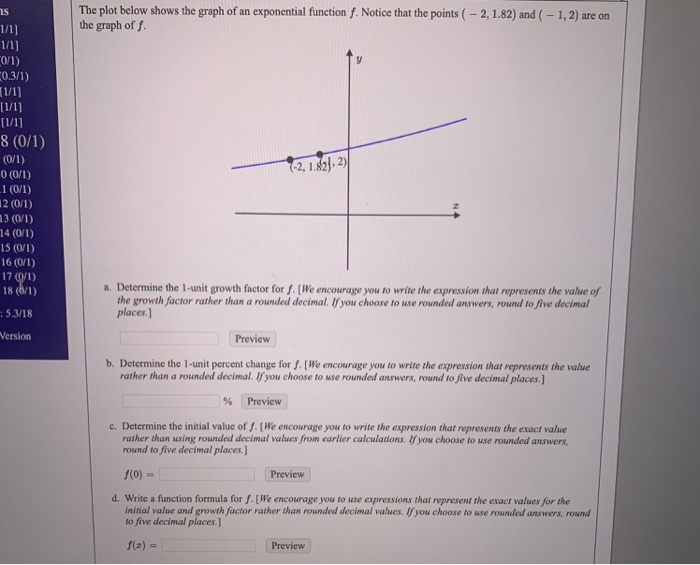 Solved The plot below shows the graph of an exponential | Chegg.com