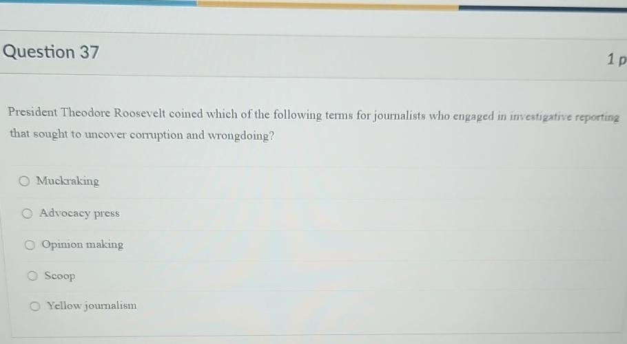 Solved Question 37President Theodore Roosevelt coined which | Chegg.com