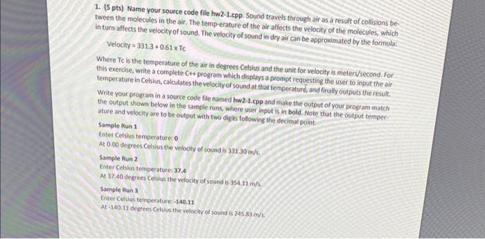 Solved 1. (5 pts) Name your source code file hw2-1.cpp. | Chegg.com