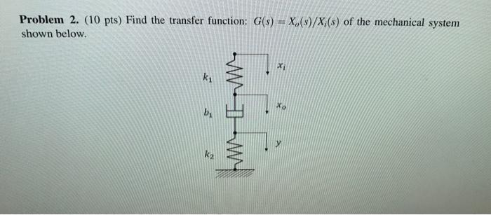Solved Problem 2. (10 pts) Find the transfer function: | Chegg.com