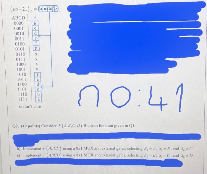 Solved Q2. (40 points) Consider F(A,B,C,D) Boolean function | Chegg.com