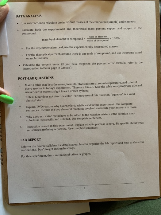 EXPERIMENT #2 LAW OF CONSTANT COMPOSITION | Chegg.com