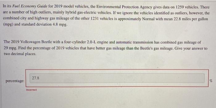 Solved In its Fuel Economy Guide for 2019 model vehicles, | Chegg.com