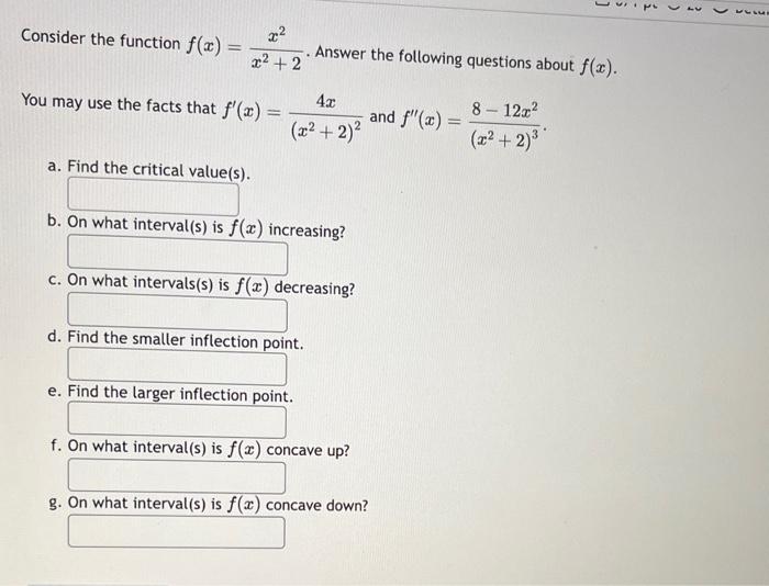Solved Consider the function f(x)=x2+2x2. Answer the | Chegg.com