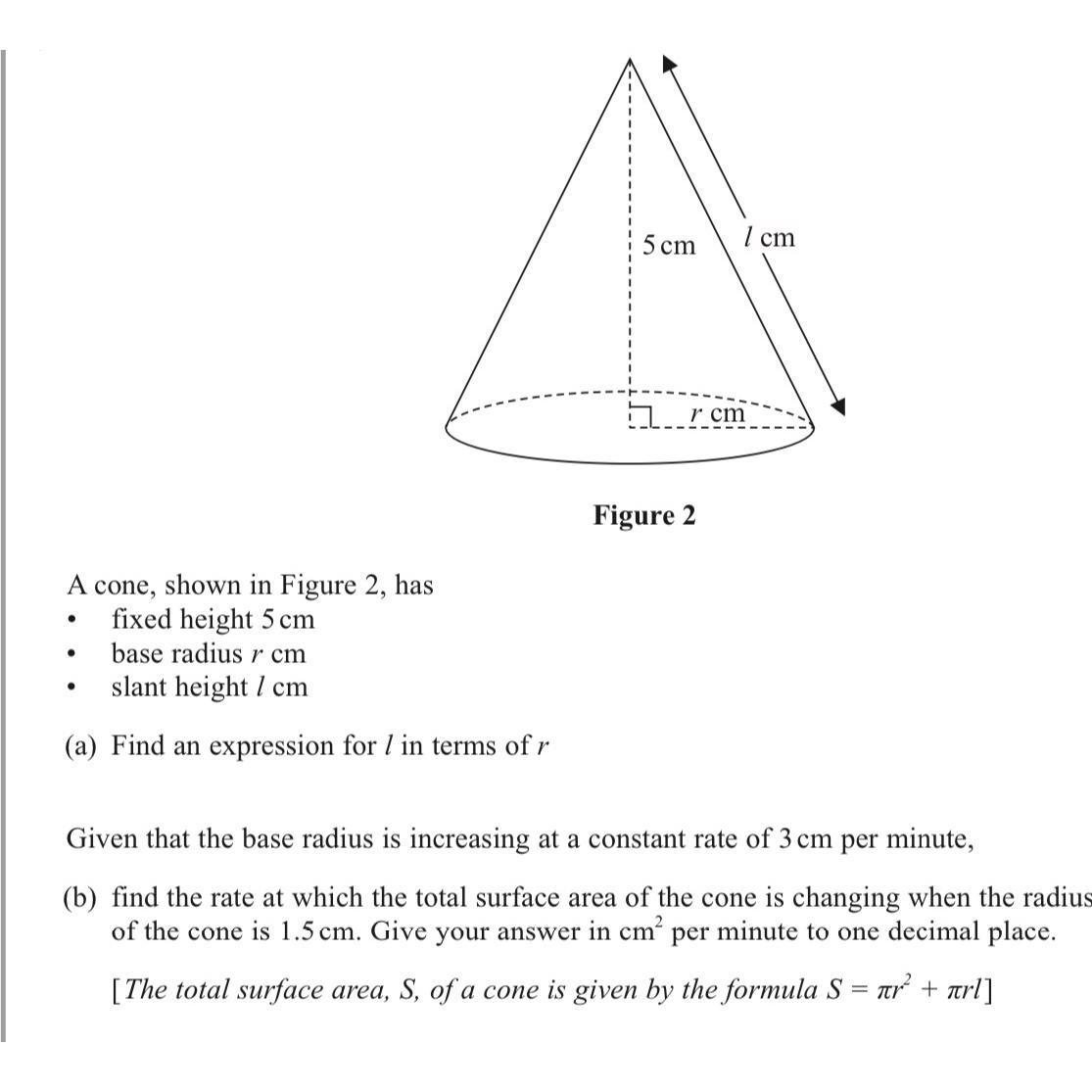 Solved reguic 4A cone, shown in Figure 2, ﻿hasfixed height | Chegg.com
