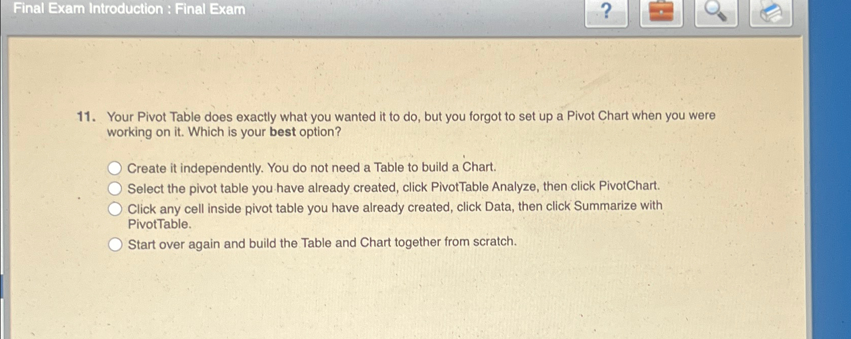 Solved Final Exam Introduction : Final Exam11. ﻿Your Pivot | Chegg.com