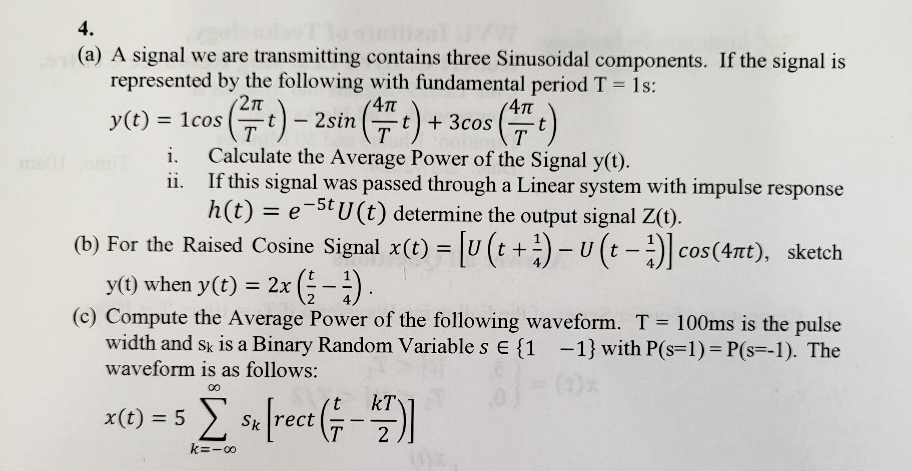 Solved (a) ﻿A signal we are transmitting contains three | Chegg.com