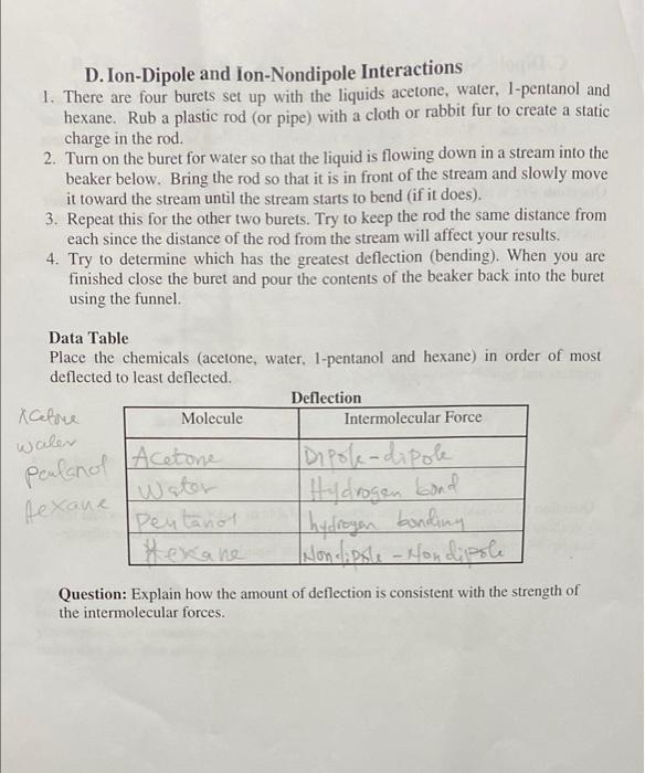 Solved Experiment #14 Intermolecular Forces Experiment 1. | Chegg.com