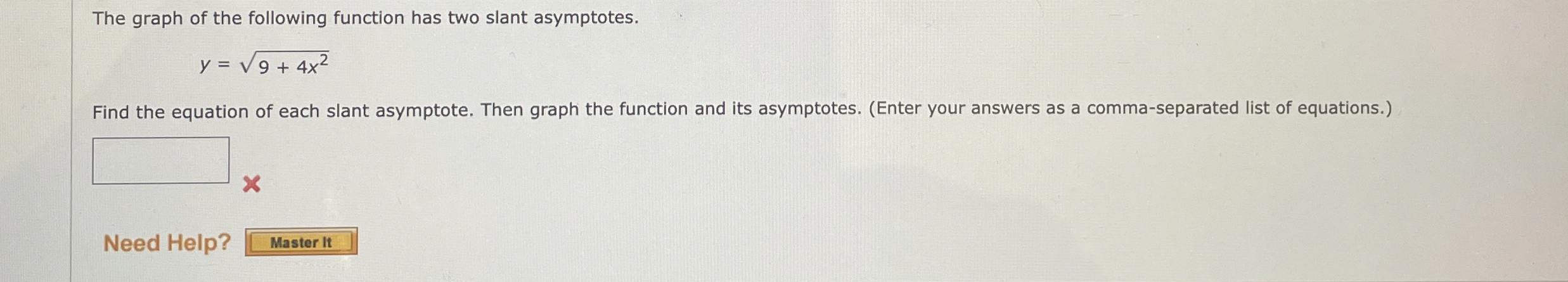 Solved The graph of the following function has two slant | Chegg.com