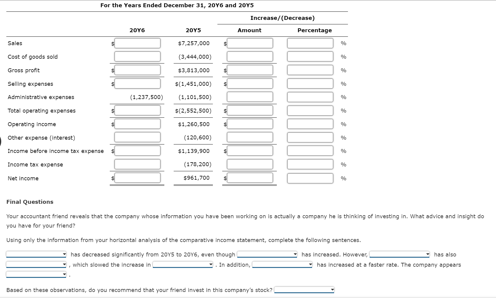Mastery Problem: Financial Statement AnalysisQuestion | Chegg.com