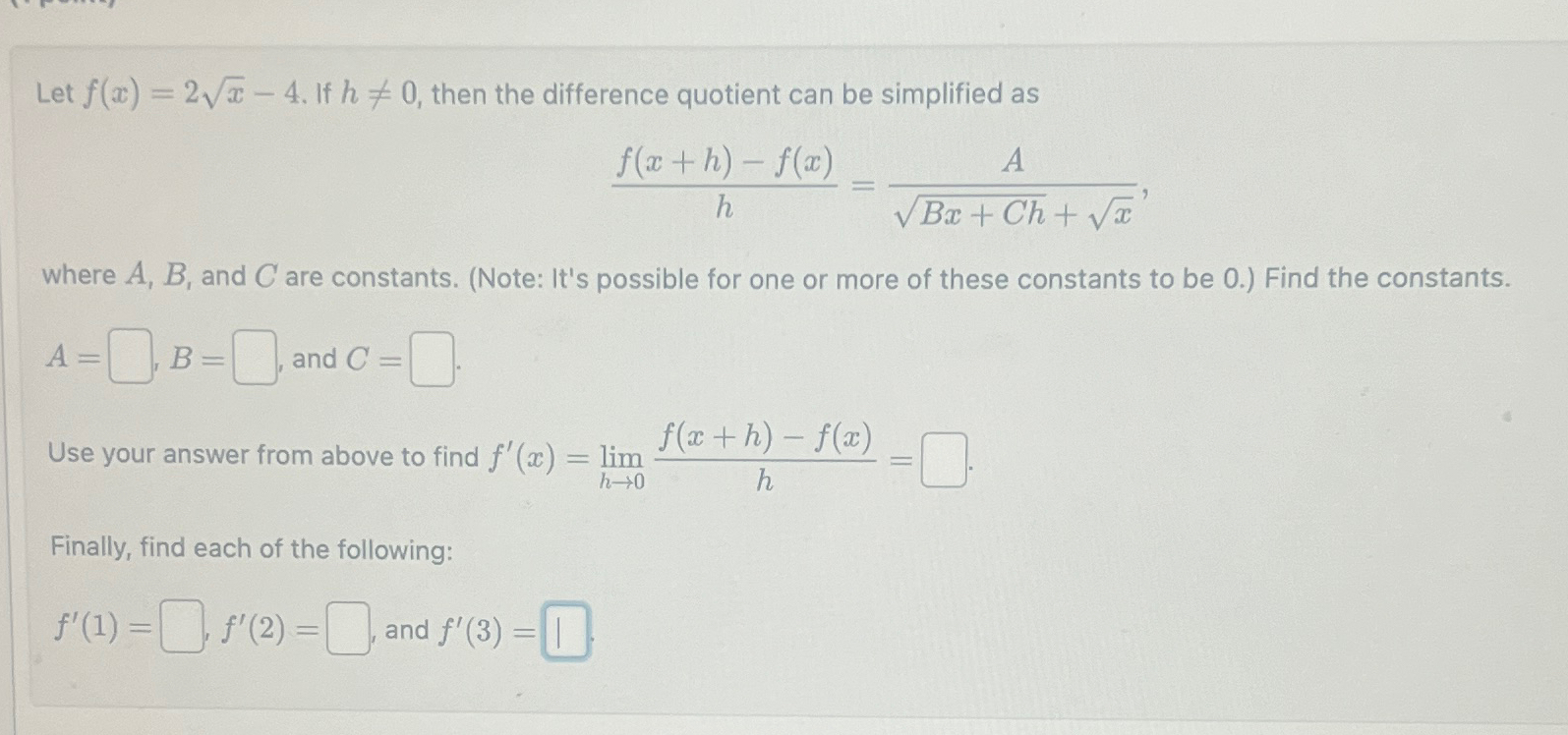 Solved Let F X 2x2 4 ﻿if H≠0 ﻿then The Difference