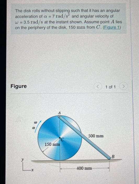 Solved The disk rolls without slipping such that it has an | Chegg.com