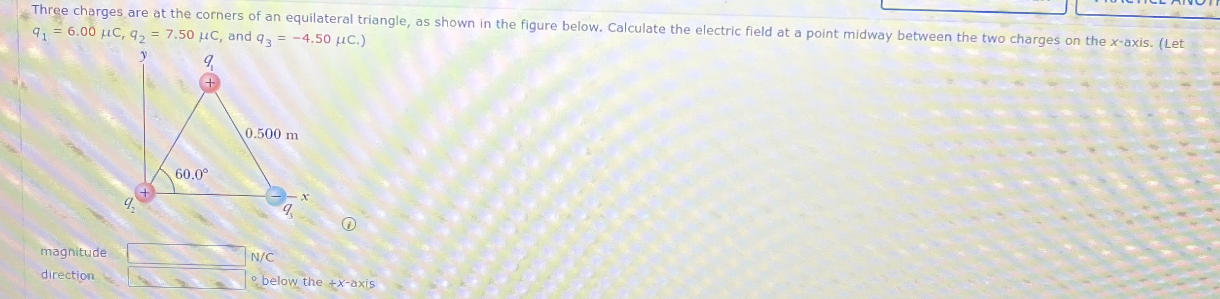 Solved Please help ASAP!! Thank youThree charges are at the | Chegg.com