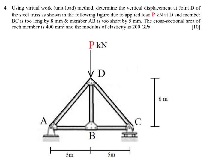 Solved 4. Using virtual work (unit load) method, determine | Chegg.com