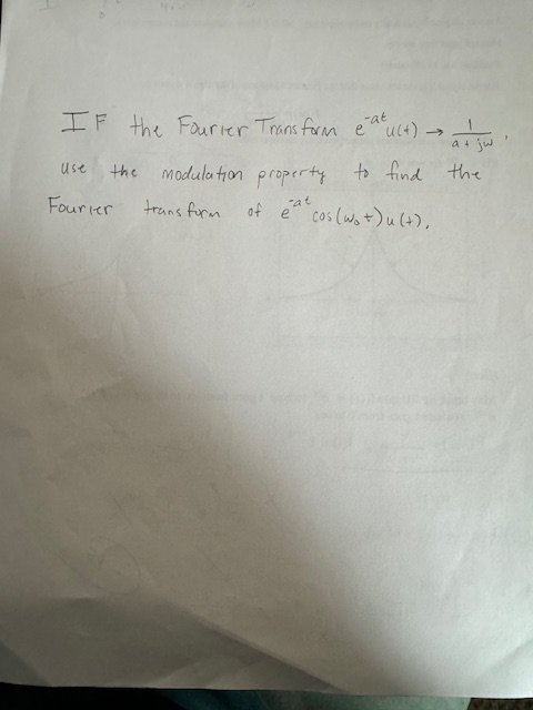 Solved IF the Fourier Transform e-atu(t)→1a+jω,Use the | Chegg.com