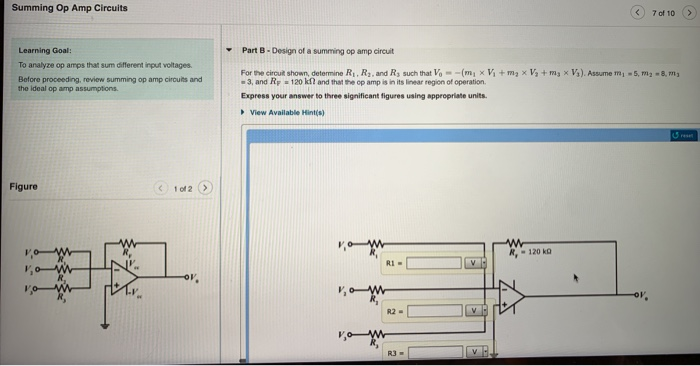Solved Summing Op Amp Circuits 710 Learning Goal: To analyze | Chegg.com