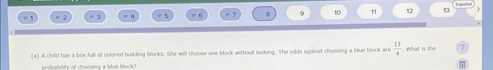 Solved 1=23=45=6F 7910111213Espafiol(a) ﻿A child has a box | Chegg.com