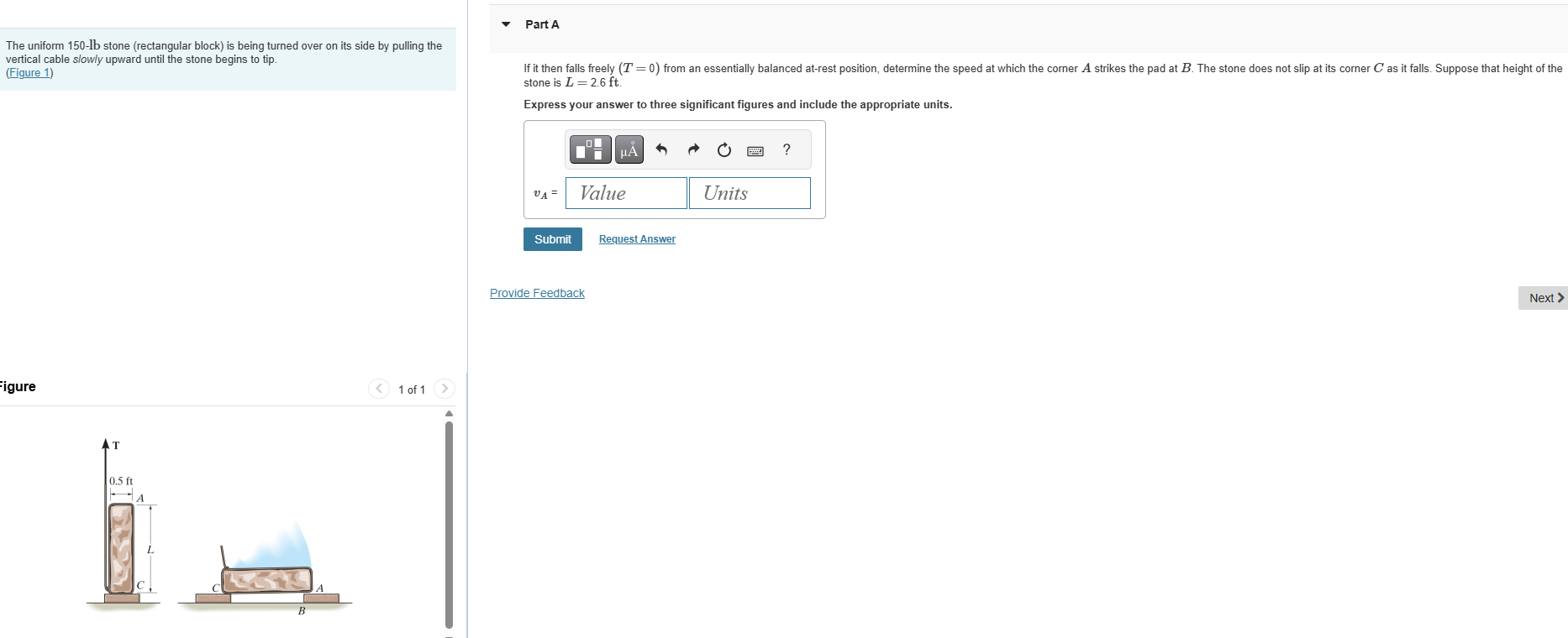 Solved The uniform \( 150-\mathrm{lb} \) ﻿stone (rectangular | Chegg.com
